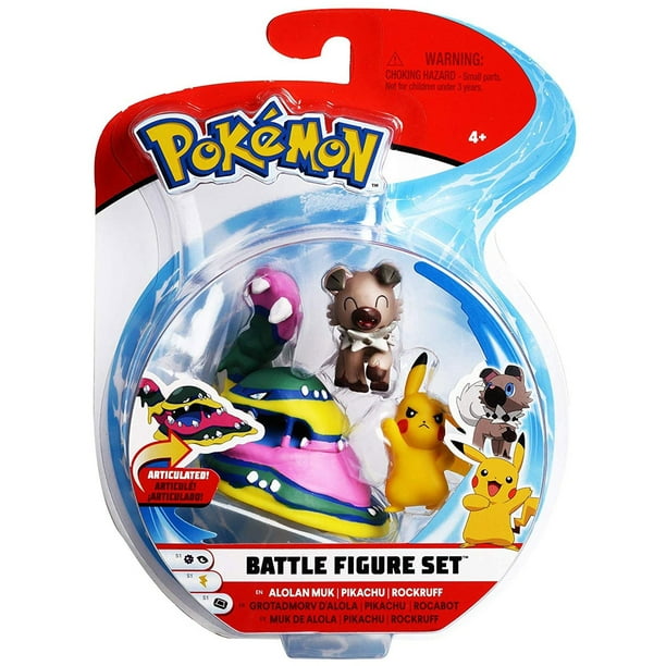 Pokemon Series 1 Battle Figure Alolan Muk, Pikachu & Rockruff Mini ...