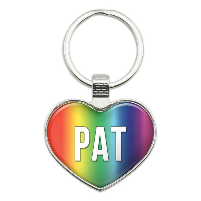 Pat - Names Male Metal Heart Keychain Key Chain Ring, Multiple Colors ...
