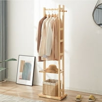 Bamboo Garment Coat Clothes Stand Rack Hat Shoe Wooden Hanger Holder ...