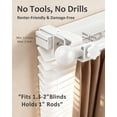 No Drill Curtain Rod Brackets for Outside-Mount Blinds, Tool-Free Over ...