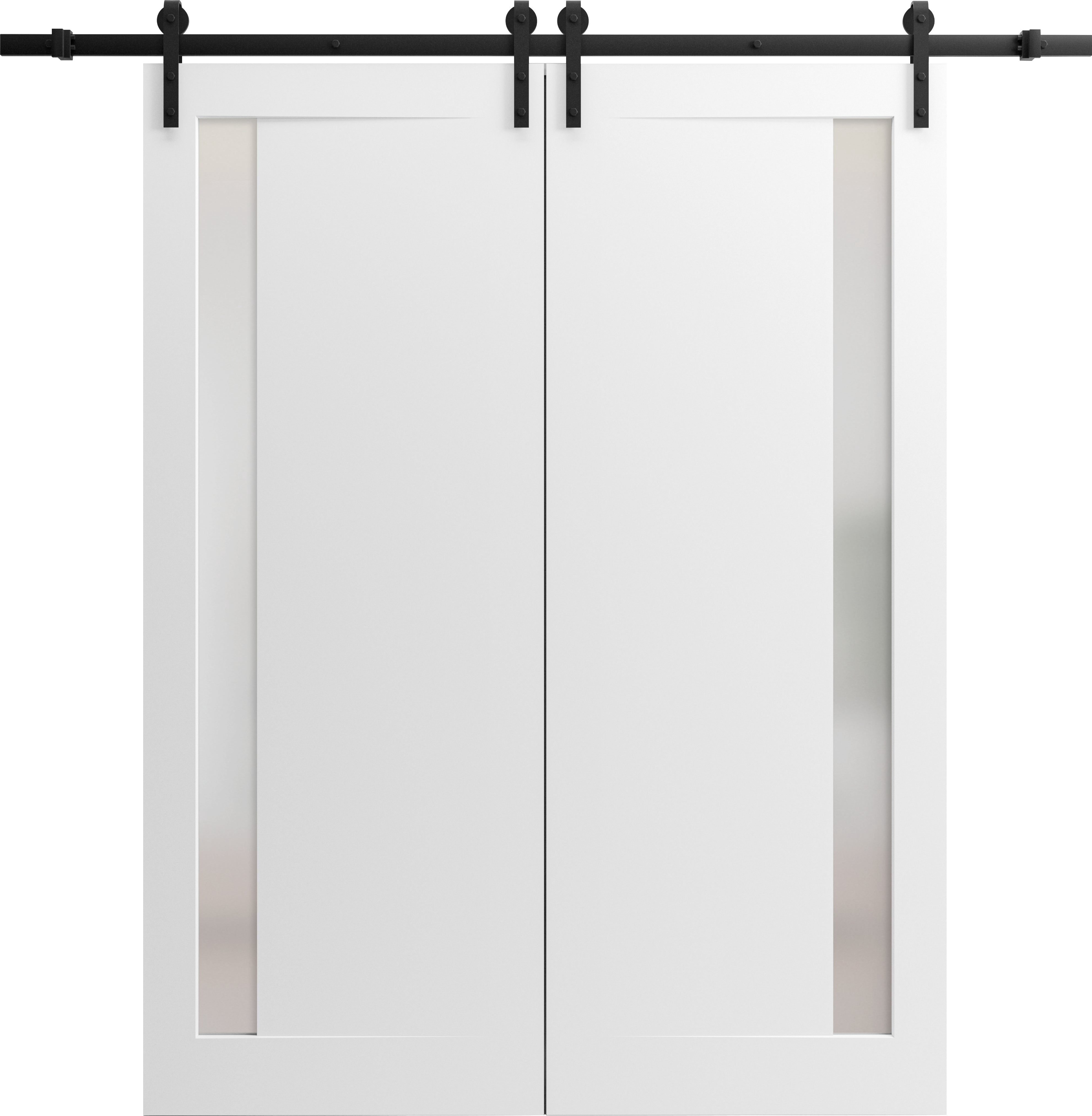 Sturdy Barn Door 42 x 84 inches | Sete 6933 Matte Black with Frosted ...