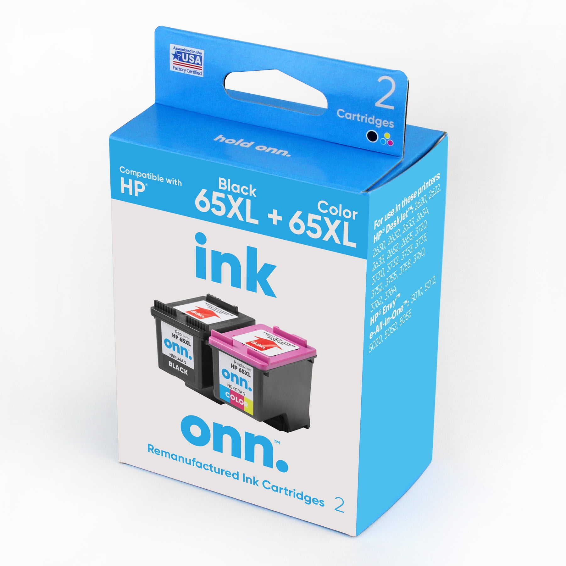 Onn Remanufactured Hp 65xl Black And 65xl Tri Color Ink Cartridges 2