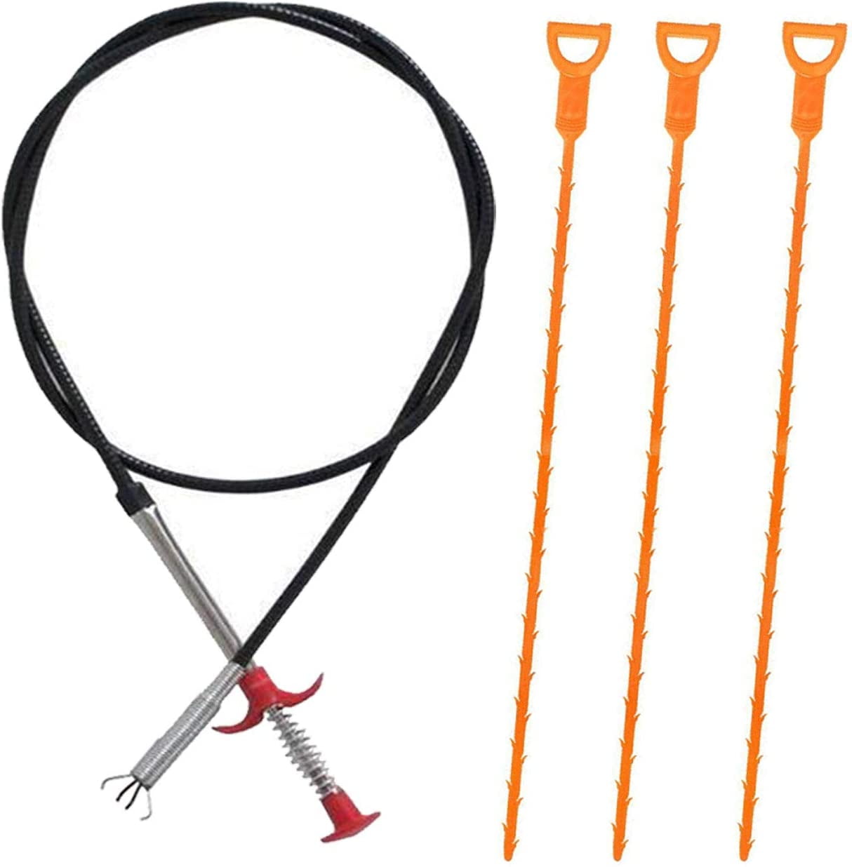 1 Pack 63 Inch (1.6m) Cleaner Drain Auger Hair Catcher 3 Pack Drain And ...