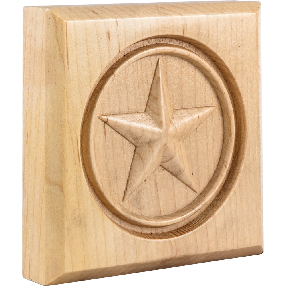 Hardware Resources Sros3 Solid Wood 4" Square Lone Star Rosette Molding ...