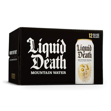 Liquid Death, Still Mountain Water, 6-Pack (12oz Cans), Real Mountain ...