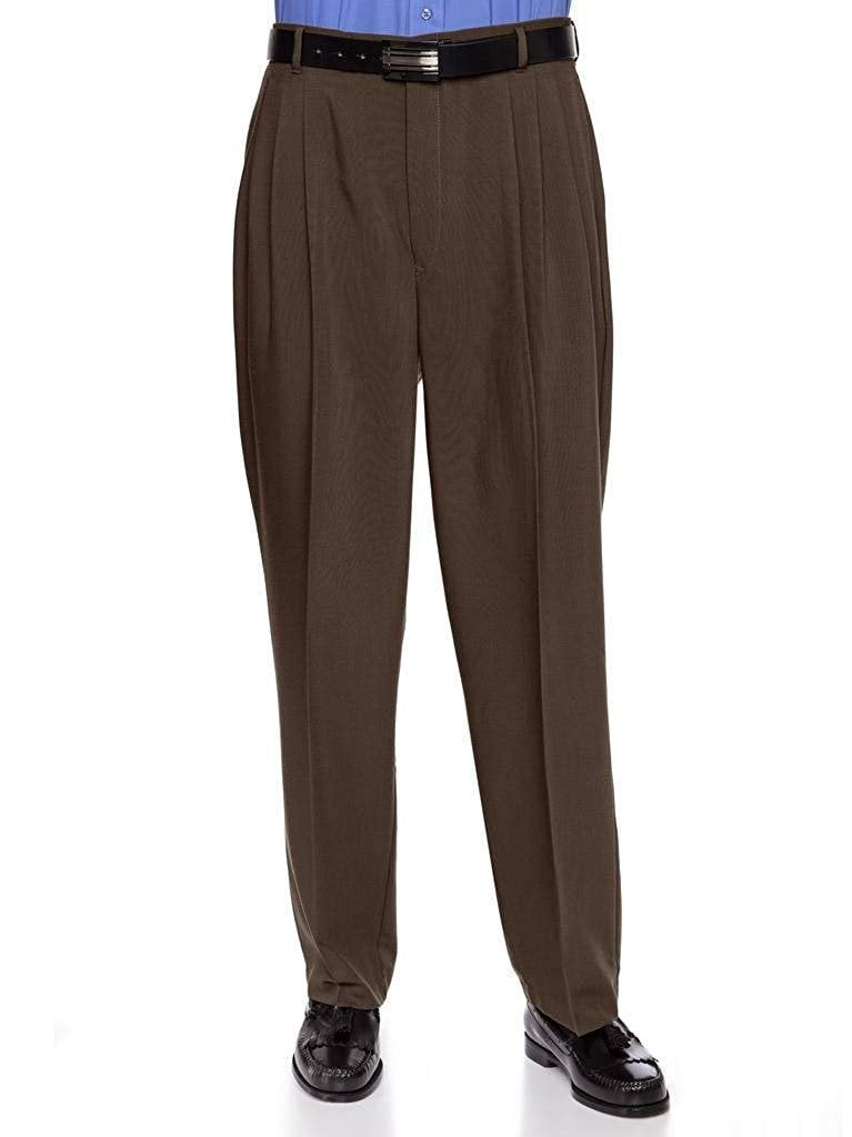 RGM Mens Dacron Rayon Pleated Front Dress Pants Brown 30 Long - Walmart.com
