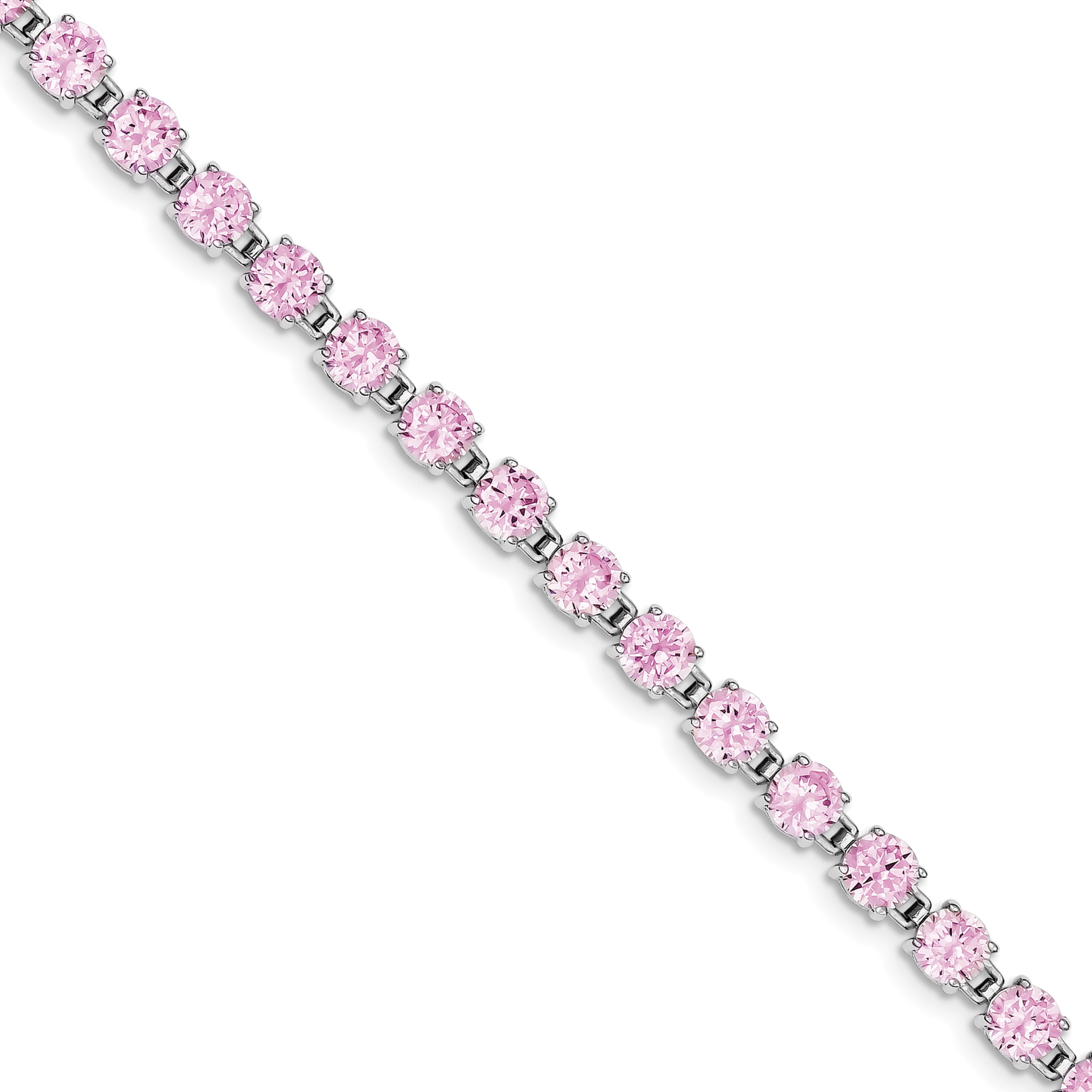 925 Sterling Silver Pink Cubic Zirconia Cz 7 Inch Tennis Bracelet Fine Jewelry For Women Gifts ...