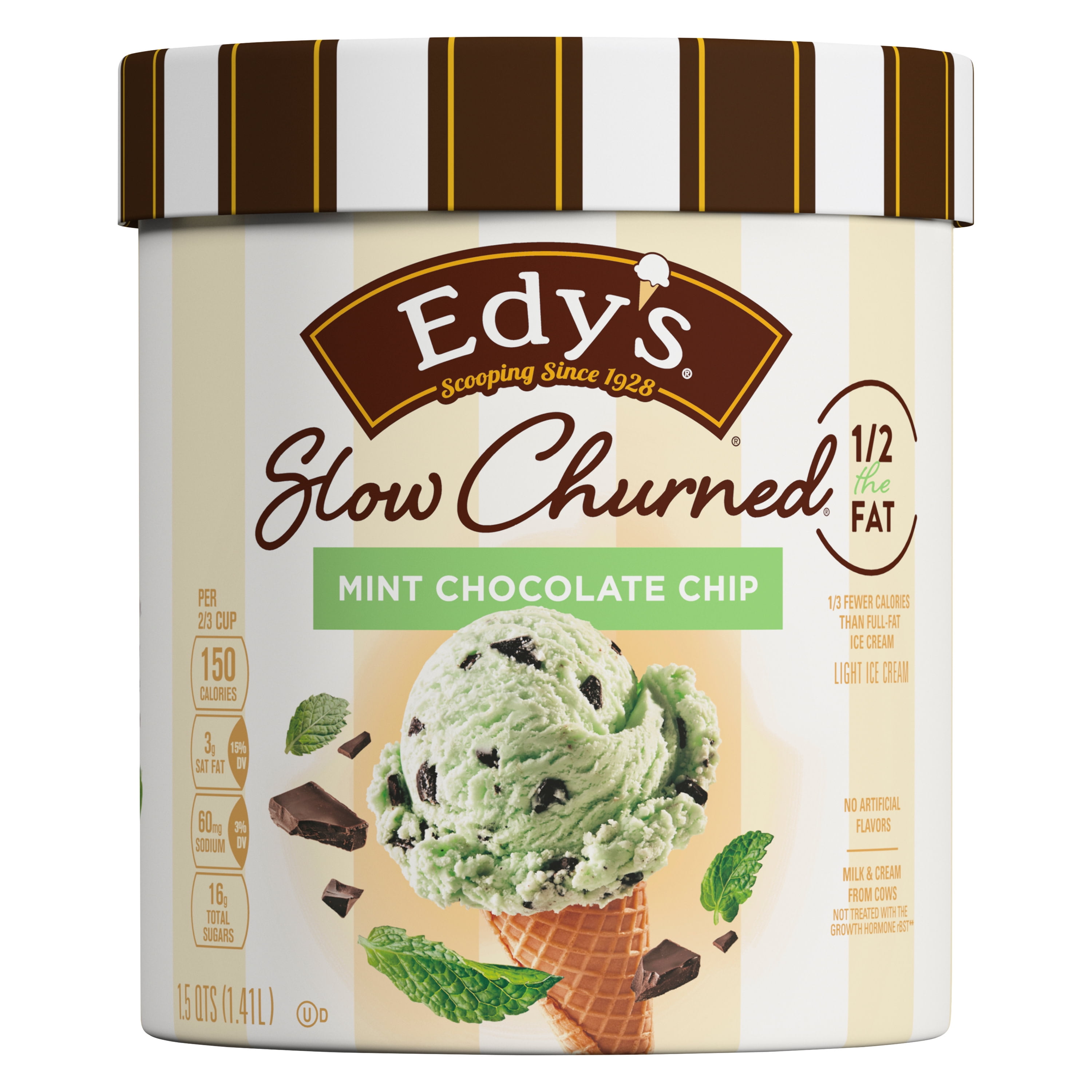 Edys Dreyers Slow Churned Mint Chocolate Chip Light Ice Cream 48 Oz