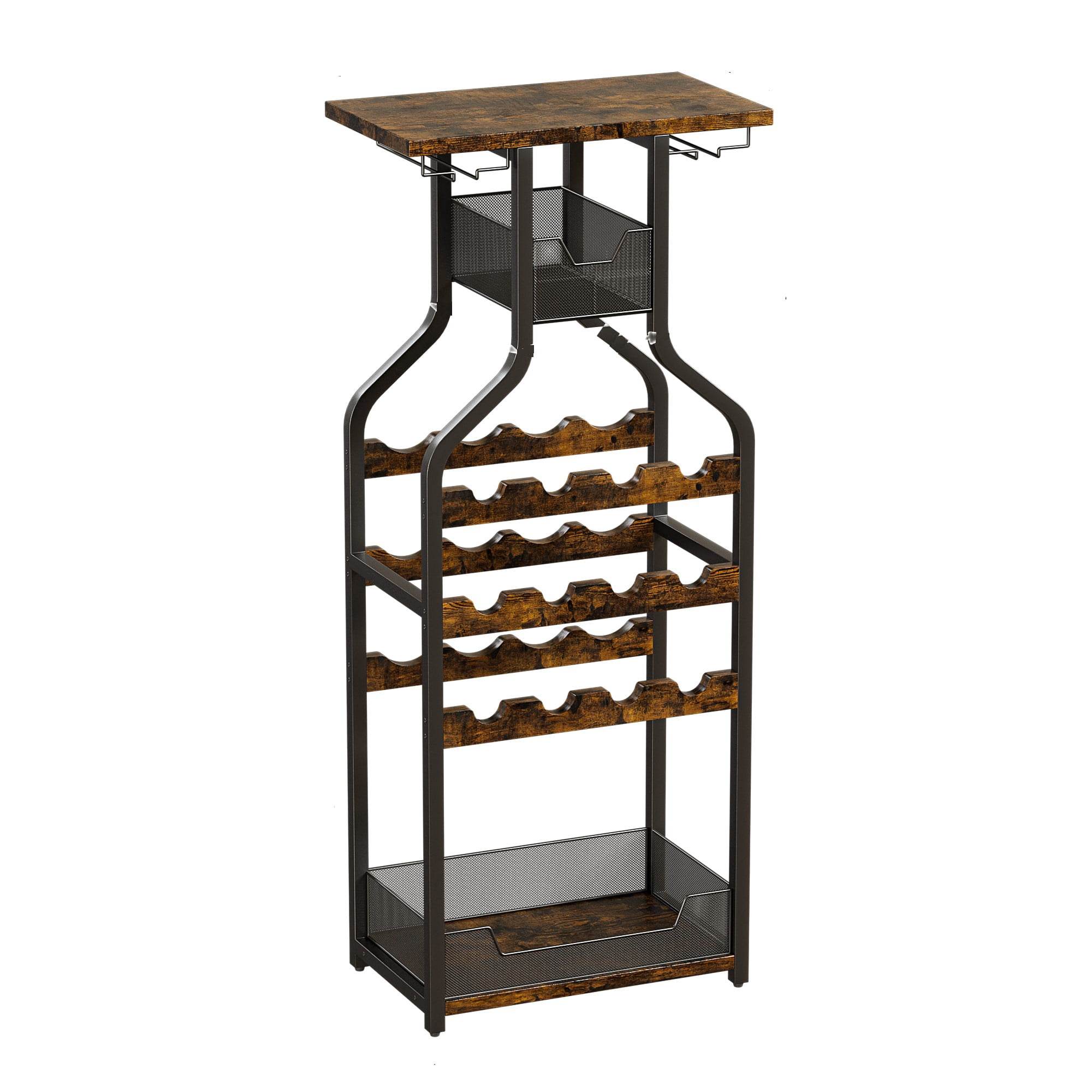 Wine Rack, Freestanding Floor Wine Storage Table Metal Wine Bottle ...