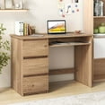 Costway Computer Desk with Power Outlet Keyboard Tray & 3 Large Drawers ...