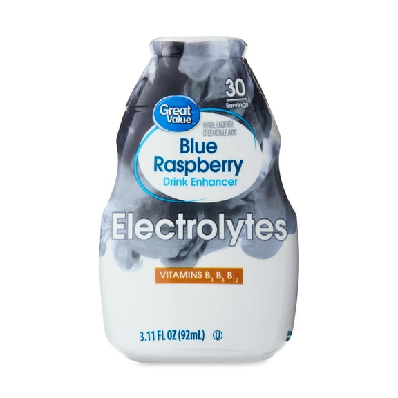 Great Value Blue Raspberry Drink Enhancer 3.1 fl oz with B Vitamins ...