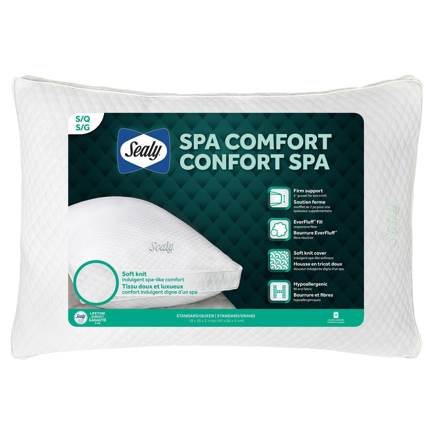 Sealy Spa Comfort Firm Support Bed Pillow, Standard - Walmart.ca