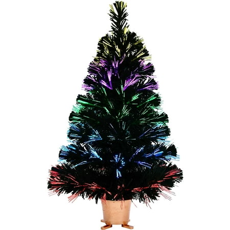 Prelit Artificial Mini Christmas Tree, Fiber Optic Christmas Tree with ...