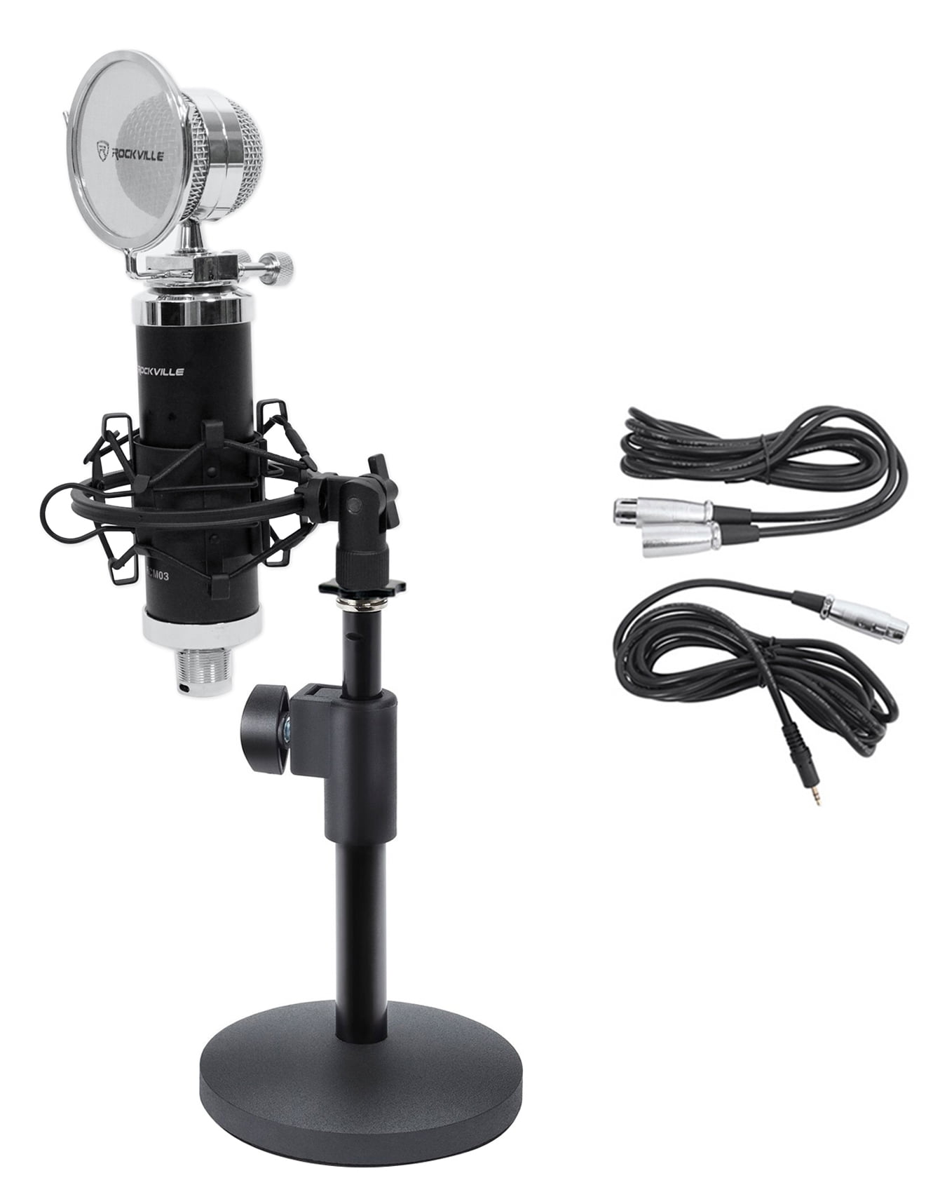 Rockville RCM03 Studio Podcast Recording Microphone+Samson Desktop Mic ...