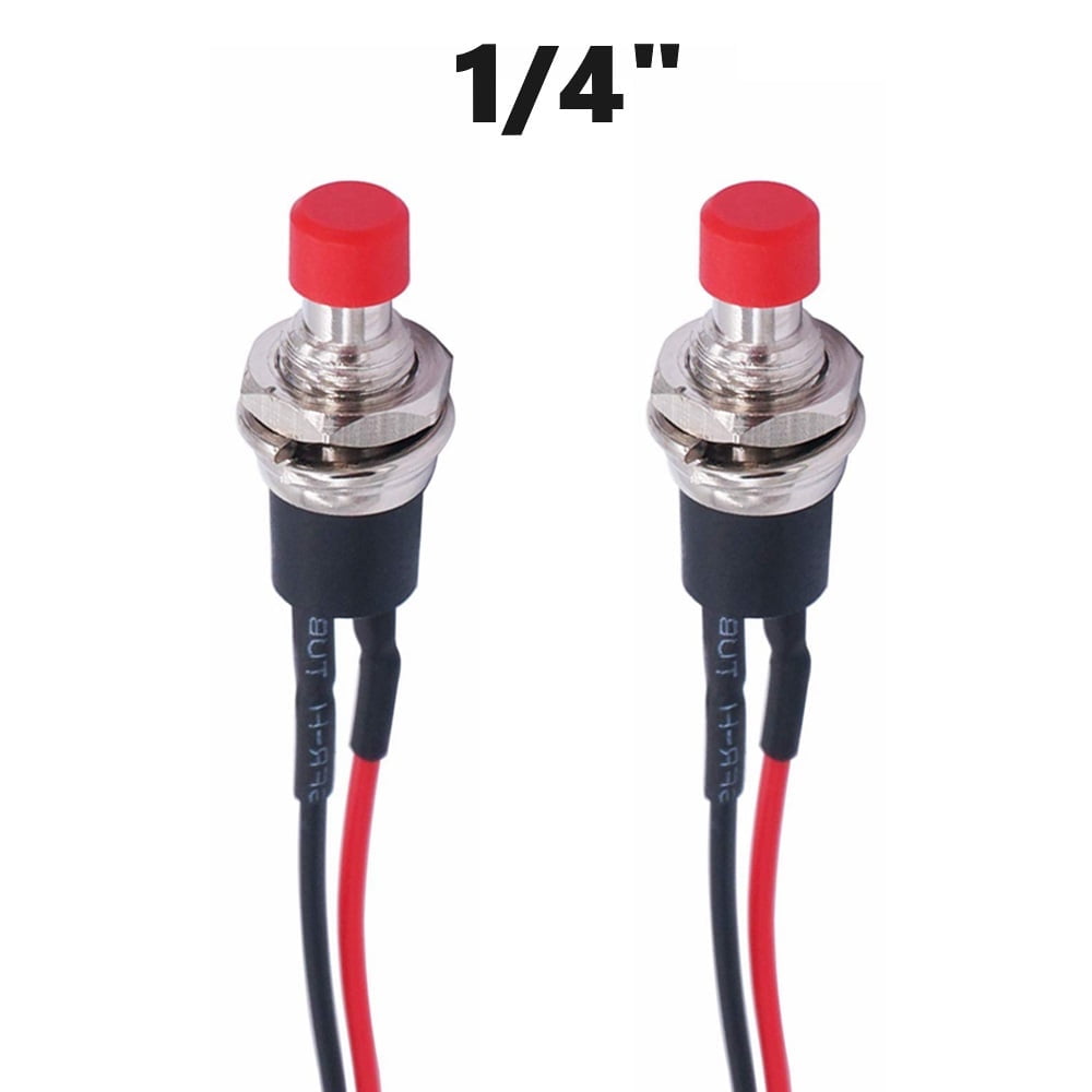 2 mini interruptores pulsadores rojos pequeños CA 125 V/250 V CC 12 V ...