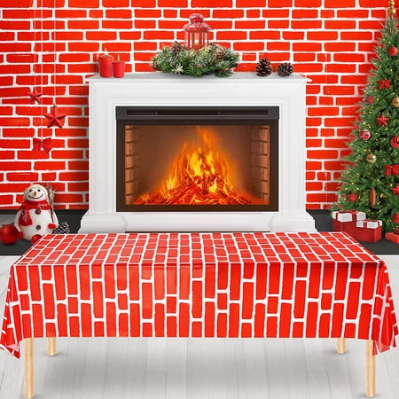 3 Pieces Red Brick Wall Tablecloth Decorations, Plastic Red Brick Wall ...