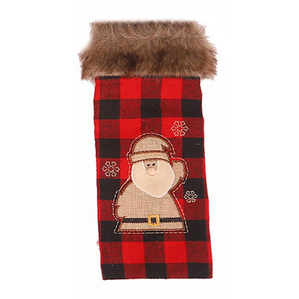 UDIYO Xmas Santa Elk Snowman Wine Champagne Bottle Cover Gift Bag Home ...
