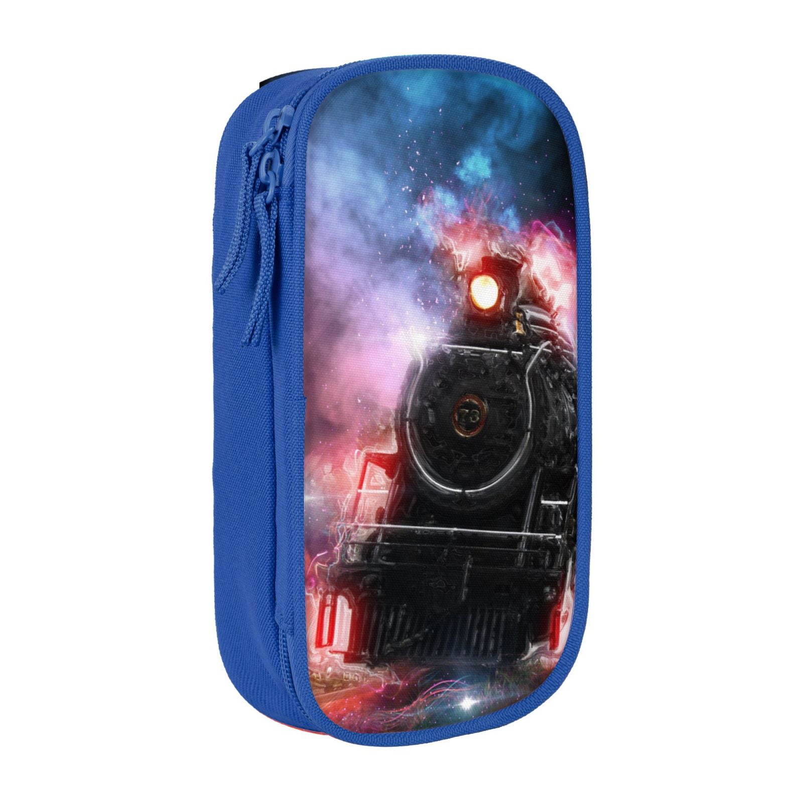 Large Storage Pencil Case, Super Modern Ancient Train Pattern with ...