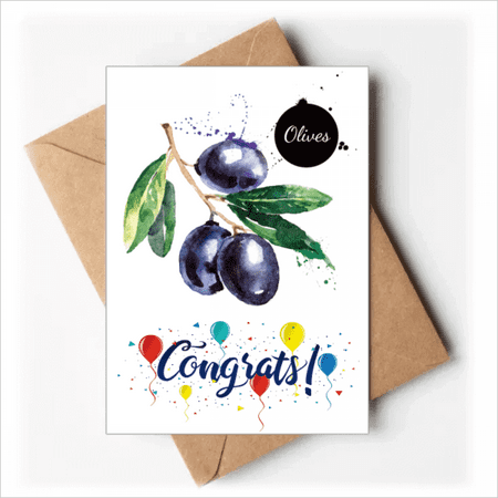Olives Fruit Tasty Healthy Watercolor Wedding Cards Congratulations ...