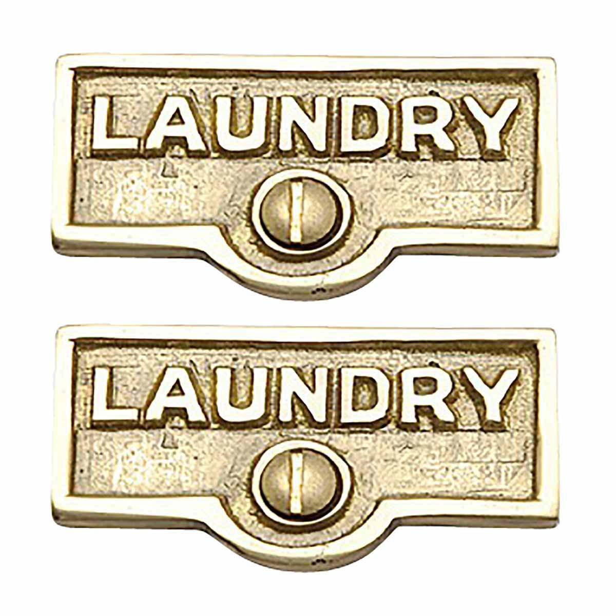 2 Switch Plate Tags LAUNDRY Name Signs Labels Lacquered Brass ...