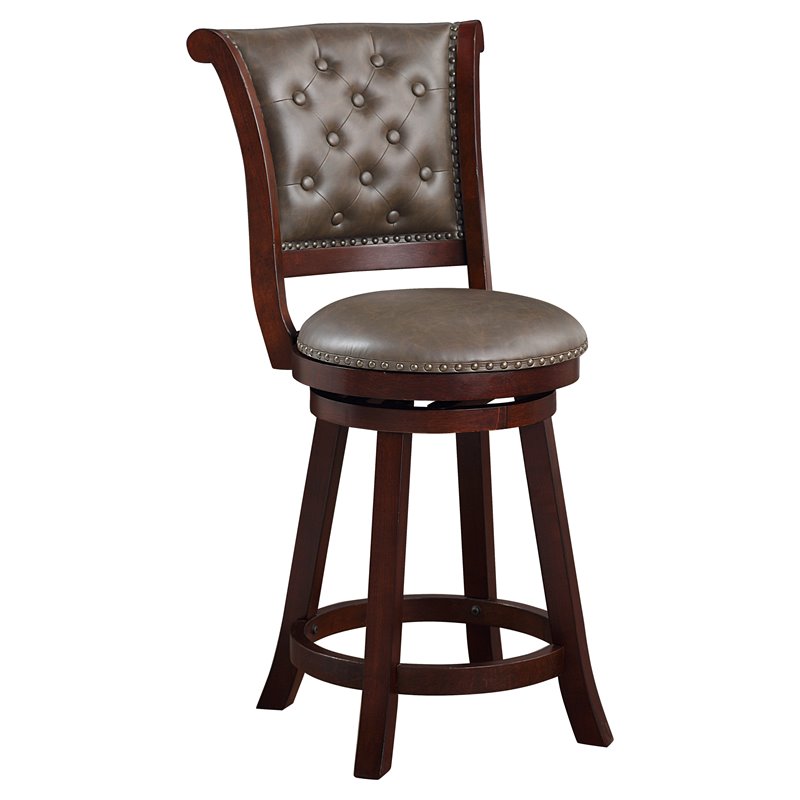 Home 2 Office Bridgeport 24" Swivel Solid Wood Counter Stool in Brown ...
