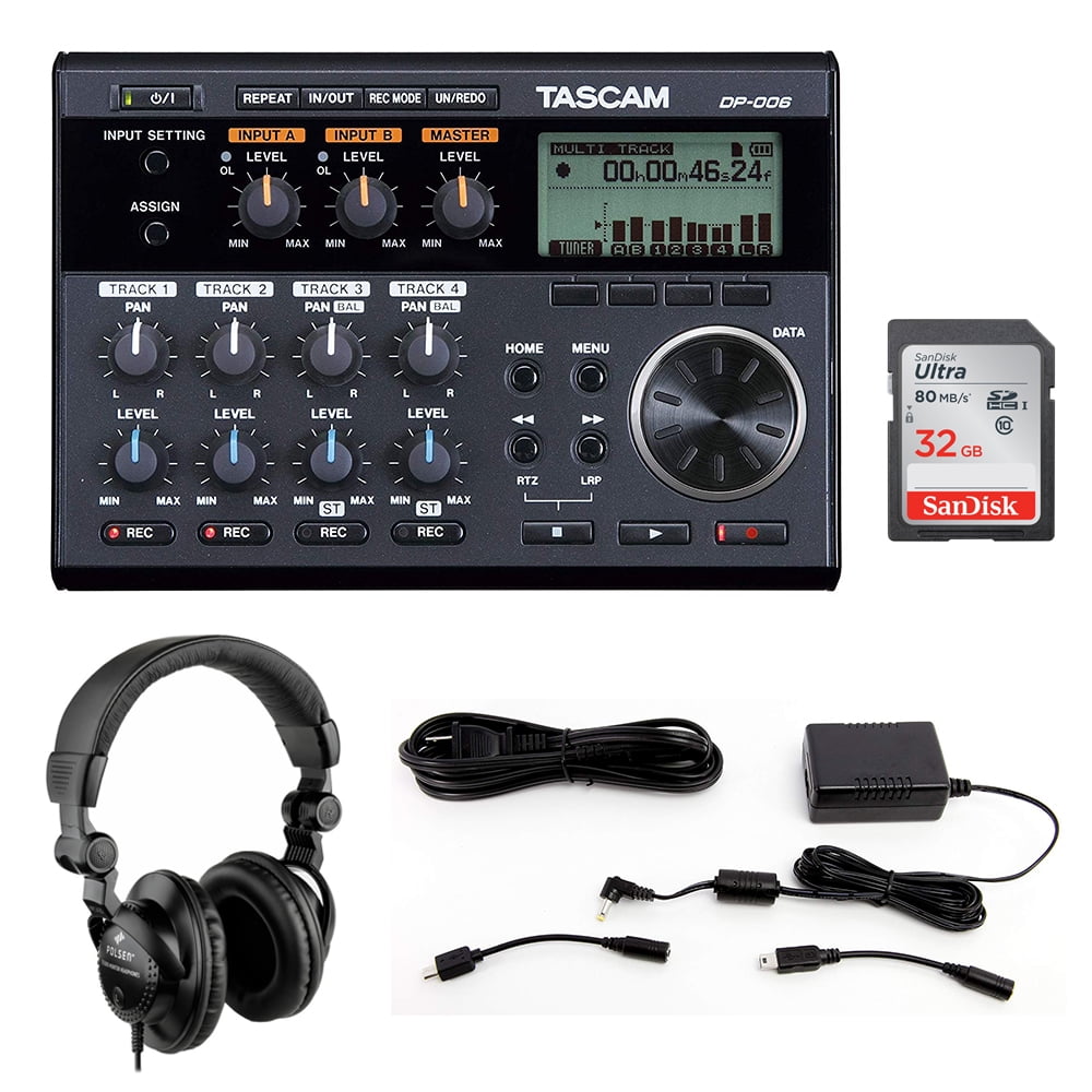 Tascam DP-006 6-Track Digital Pocketstudio with Tascam PS-P520E AC ...