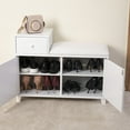 Elegant Wooden Shoe Storage Bench with Removable Shelves and Sponge ...
