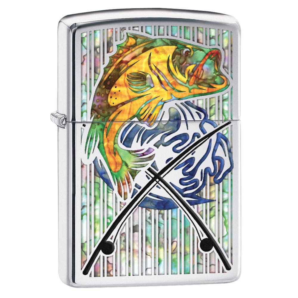 Zippo Lighter: Fusion Bass Fishing and Poles - High Polish Chrome 78537 ...