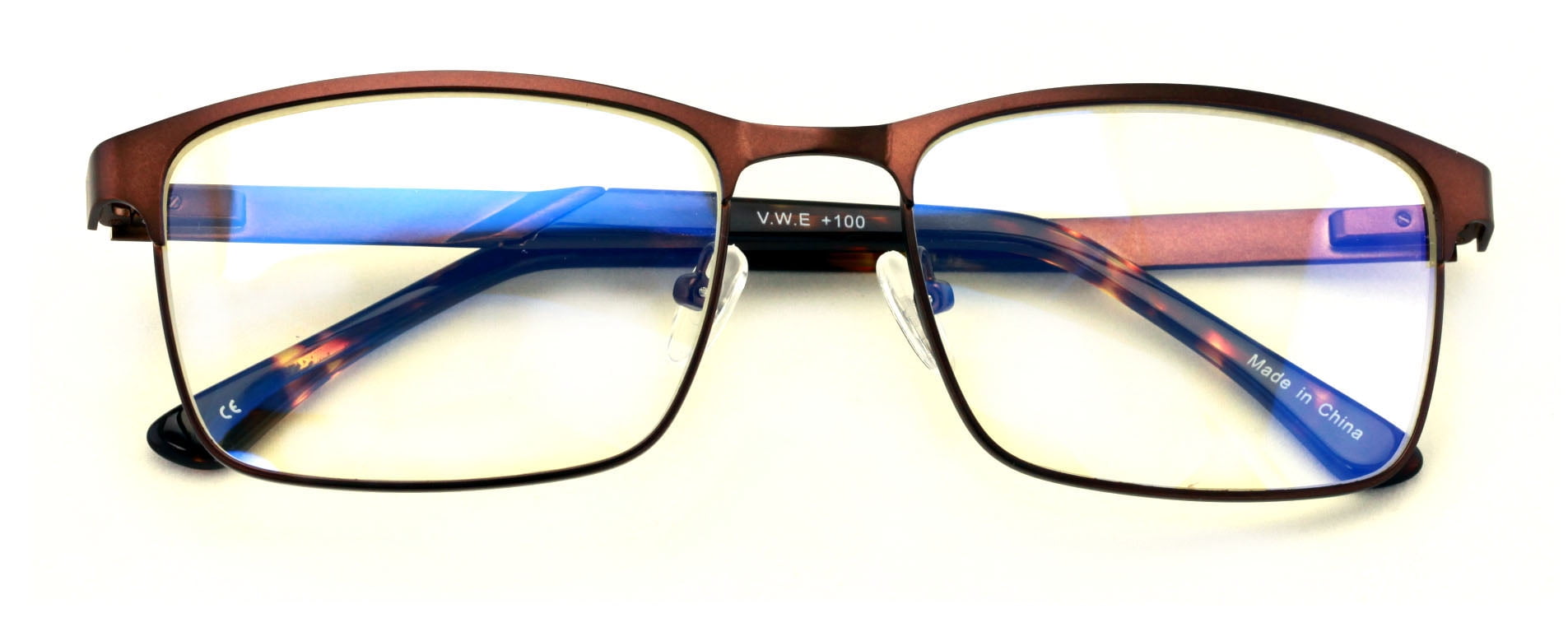 Men Rectangular Stainless Steel Reading Glasses Anti Blue Ray Lens ...