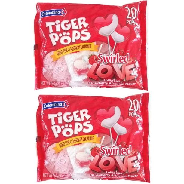 Tiger Pops Valentine Candy Swirled Heart Love Strawberry & Cream ...