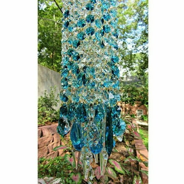 Blue Handworks Glass Wind Chime Deluxe Ocean Waterfall Wind Chimes for ...