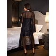 Black Embroidered Trim Faux Silk Camisole Nightgown And Lantern Sleeve ...