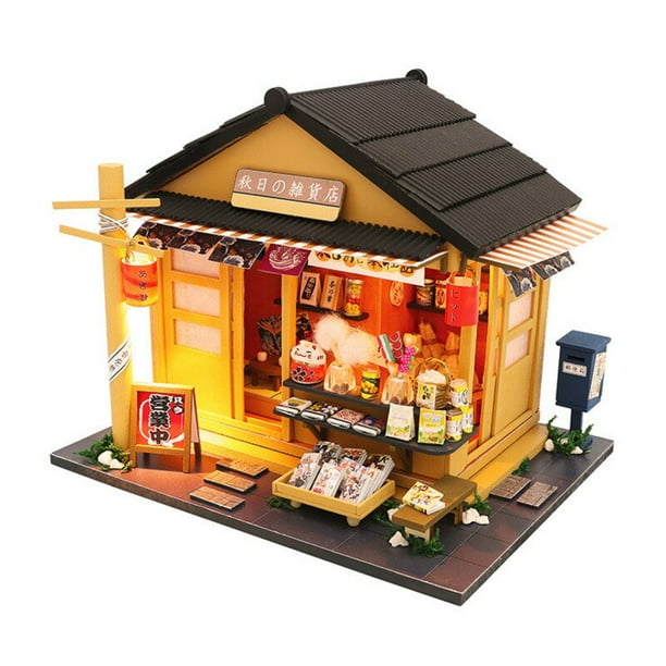 Beileda Miniature Dollhouse Kit Vintage 3d Model Building Japanese Sushi Restaurant Birthday Gift Wooden Large Doll House Furniture Other