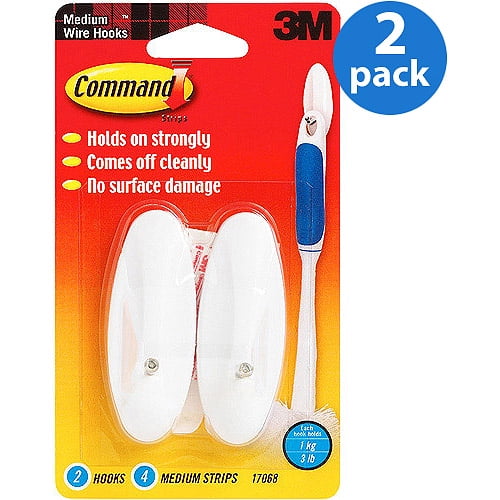 3M Command Medium Wire Hooks, 2/2Packs - Walmart.com