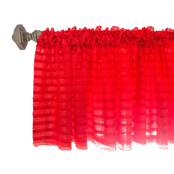 Red Ruffle Valance Window Curtain - Walmart.com