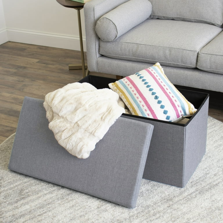 Humble Crew Tray Coffee Table Ottoman with Storage Grey