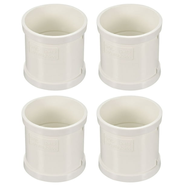75mm PVC Straight Socket Connector Pipe Fitting Coupling Adapter, White ...
