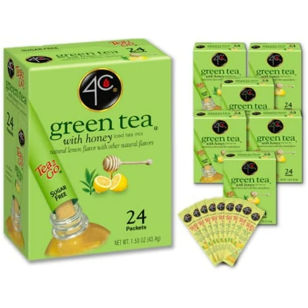 4C Powder Drink Mix Packets, Green Tea 6 Pack, 24 Count, Singles Stix ...