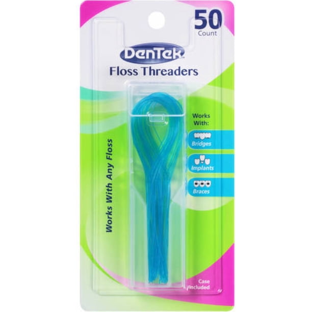 DenTek Floss Threaders, For Braces, Bridges, and Implants, 50 ea (Pack ...