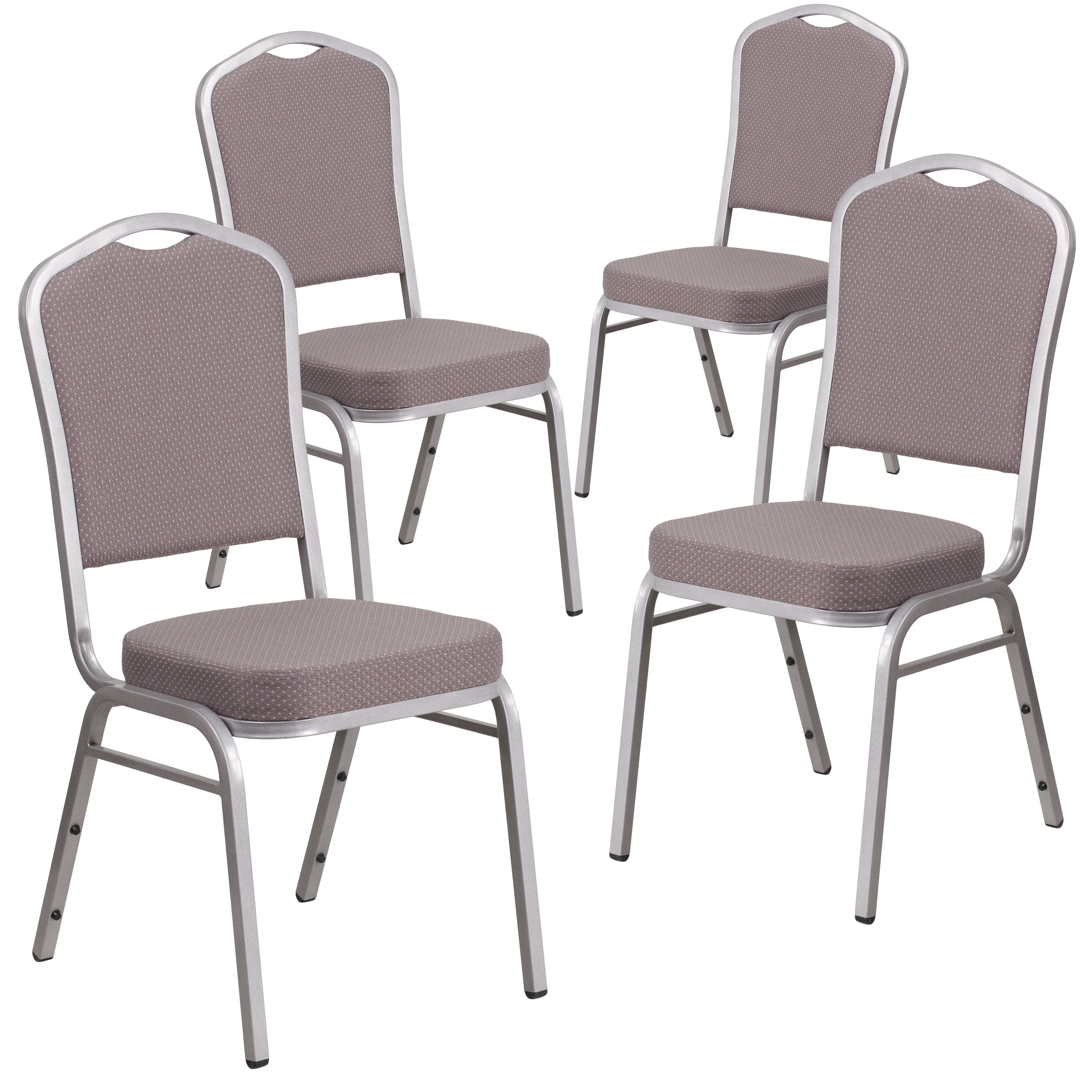 BizChair 4 Pack Crown Back Stacking Banquet Chair in Gray Dot Fabric ...