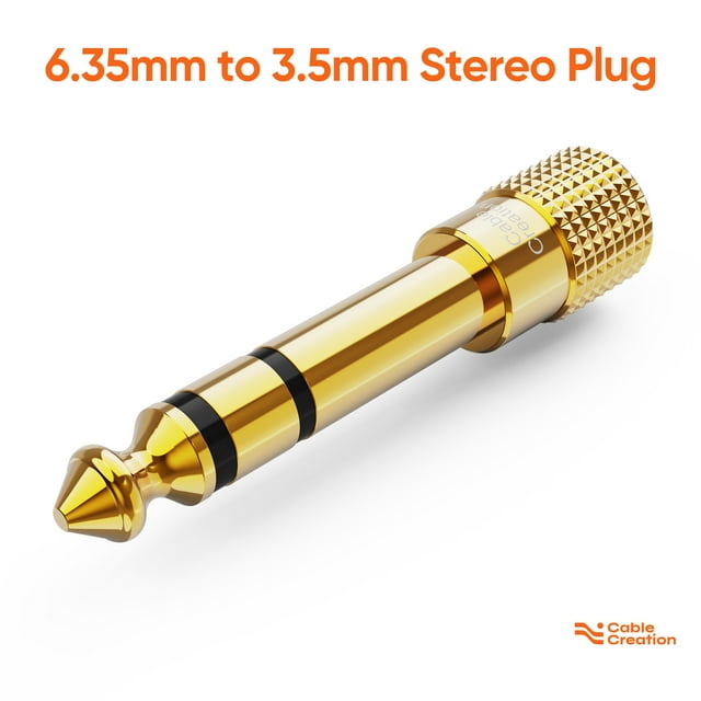 5 Pack-CableCreation 6.35mm Stereo Plug to 3.5mm Stereo Jack Adaptor, 6.35mm Male to 3.5mm ...