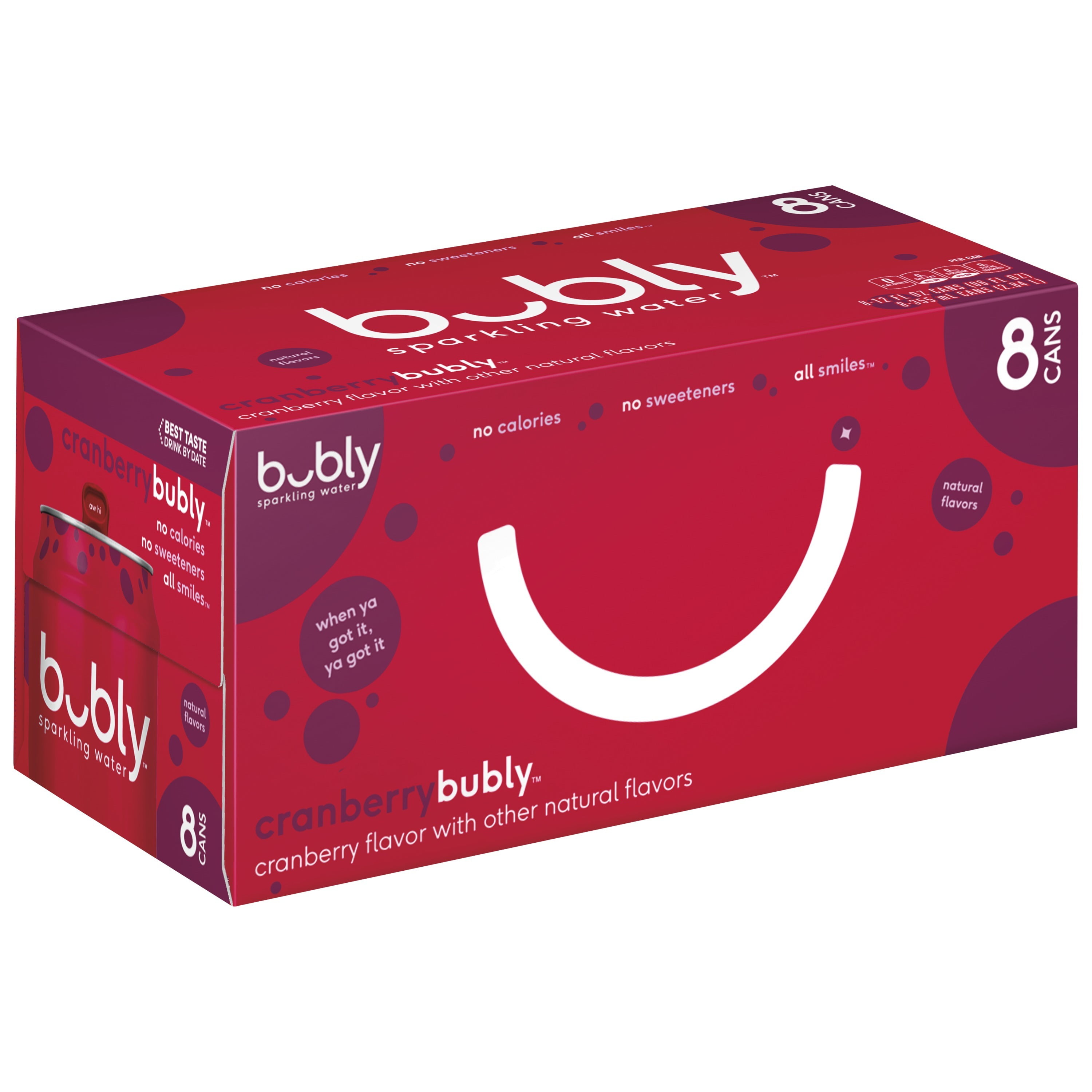 bubly Cranberry Sparkling Water, 12 Fl Oz, 8 Pack Cans - Walmart.com