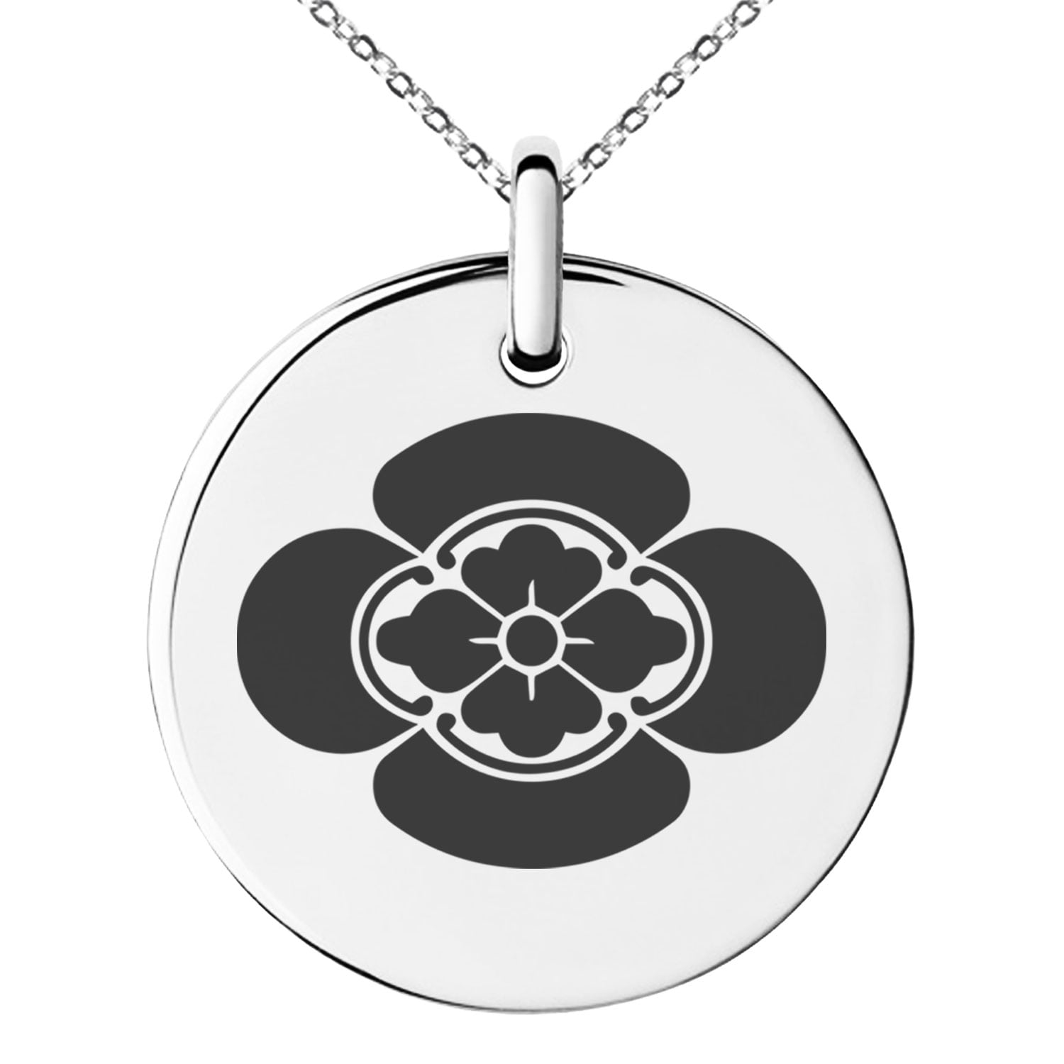 Stainless Steel Ikeda Samurai Crest Engraved Small Medallion Circle ...