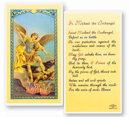 Saint Michael Laminated Catholic Prayer Holy Card with Prayer on Back ...