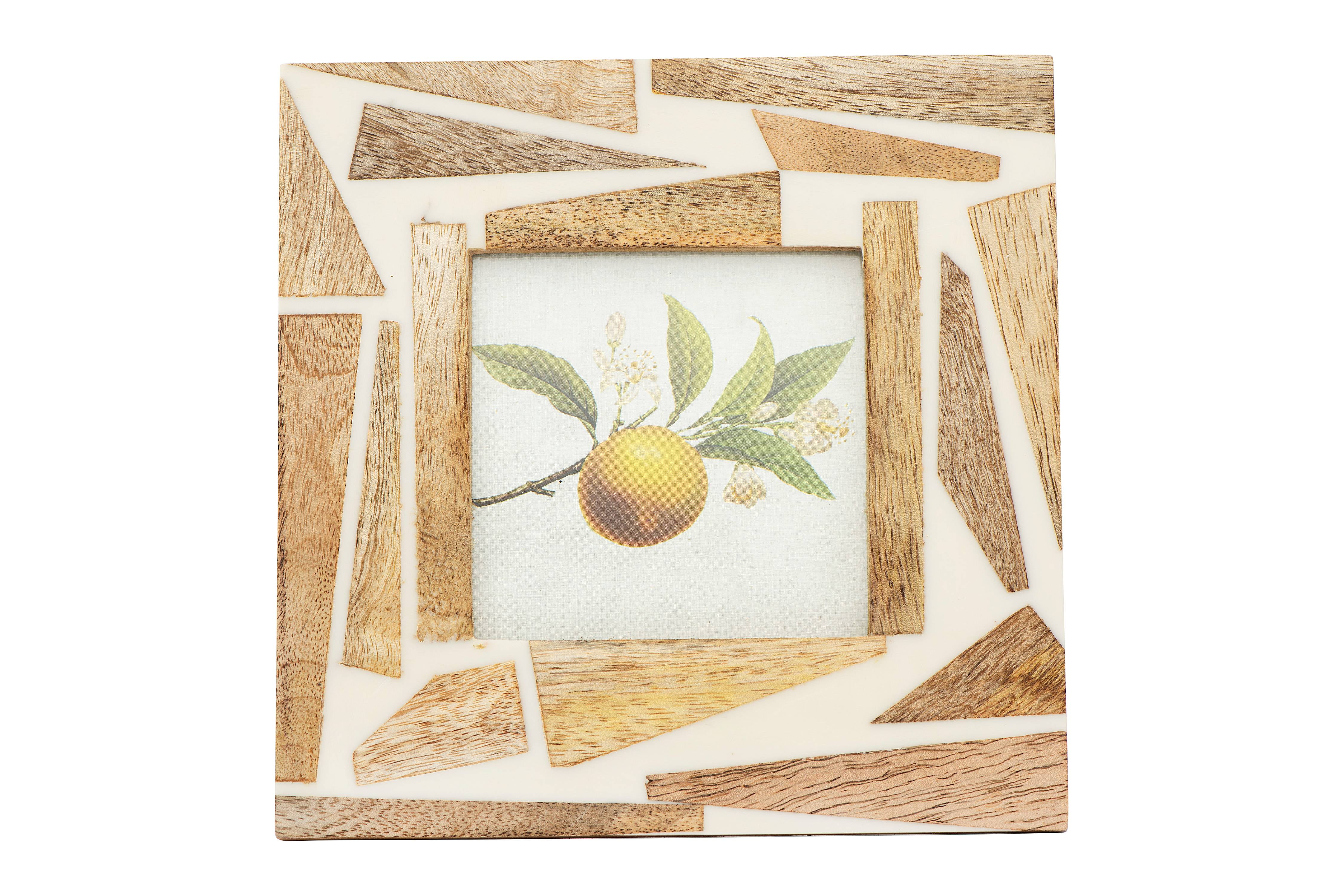 Creative Co-Op Square Resin & Wood Photo Frame (Holds 4" x 4" Photo ...
