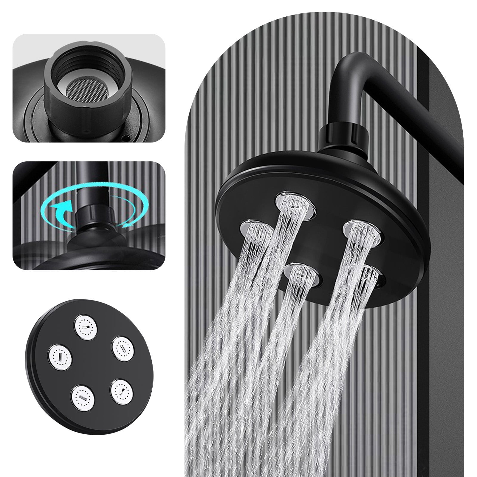Rkzdsr Shower Head High Pressure Rain Luxury Modern Look Tool Less 1