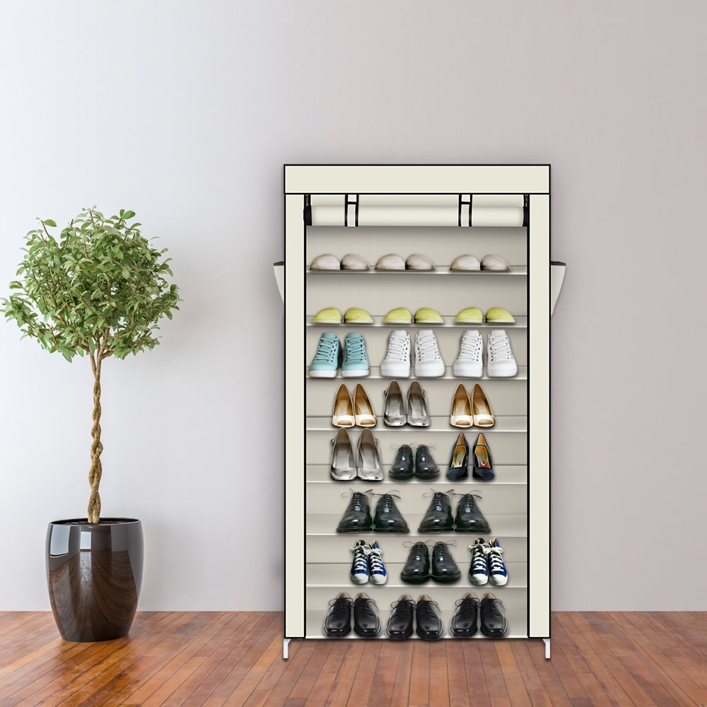 Gzxs 10 Tier Shoe Rack with Dustproof Cover Shoe Shelf Storage ...