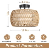 Boho Style Ceiling Light with Rattan Shade - Farmhouse Inspired Semi ...