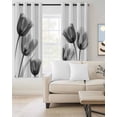 Black Grey Tulip Blackout Curtains 45 Inches Long,Thermal Insualted ...