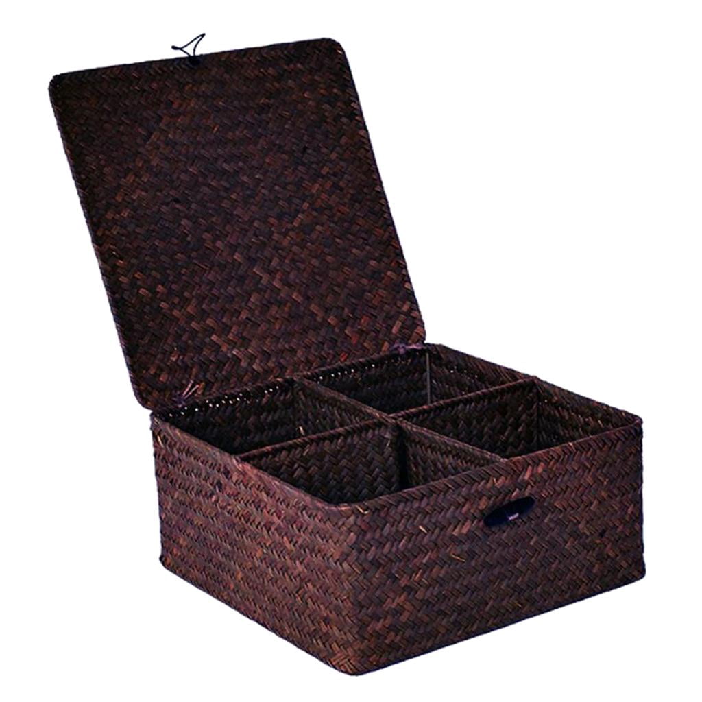 Seagrass Storage Basket Seaweed Basket With Lid For Storing Clothes ...